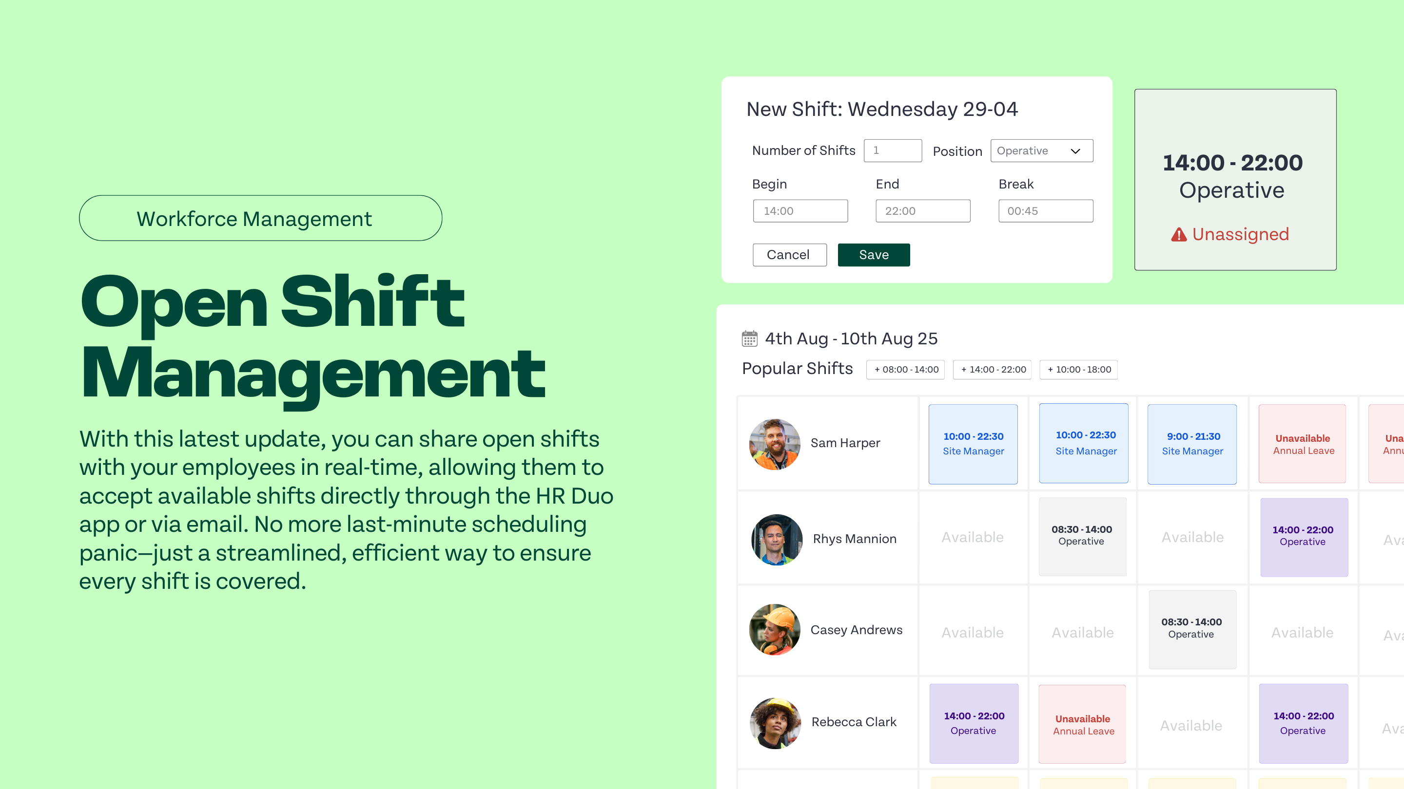 Fill Gaps in Your Rota with Ease using HR Duo's Open Shift Management